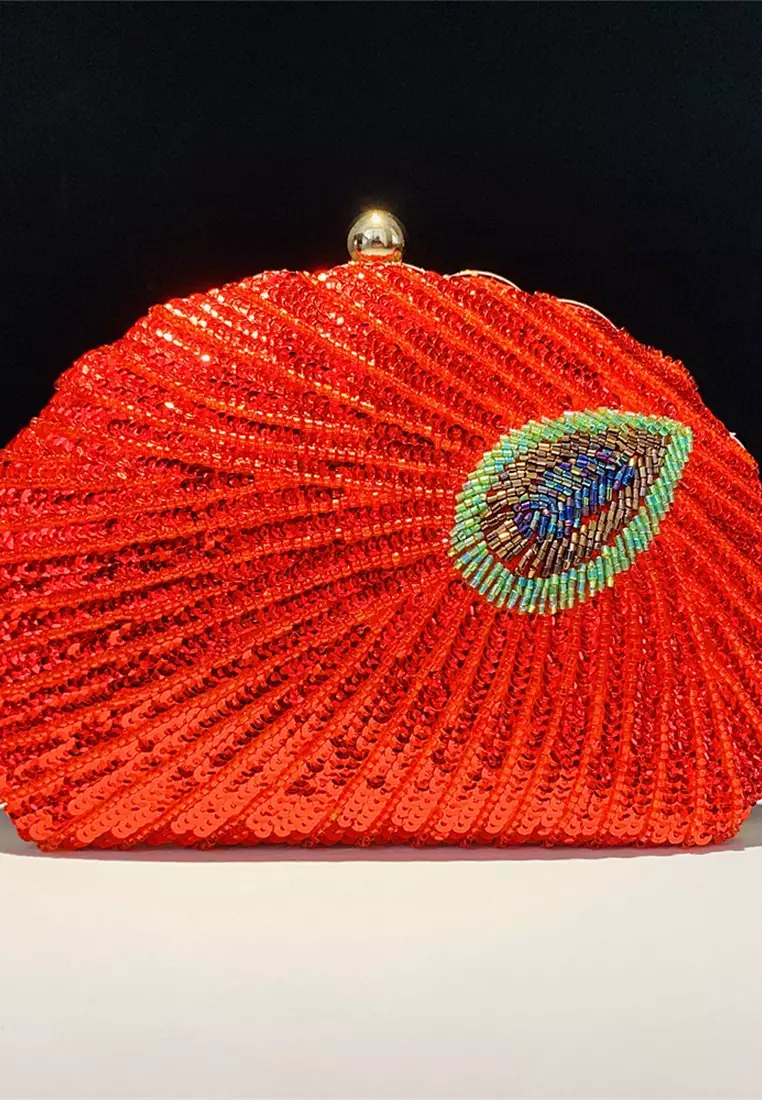 Buy XAFITI Peacock Beaded Shell Clutch 2024 Online | ZALORA Philippines