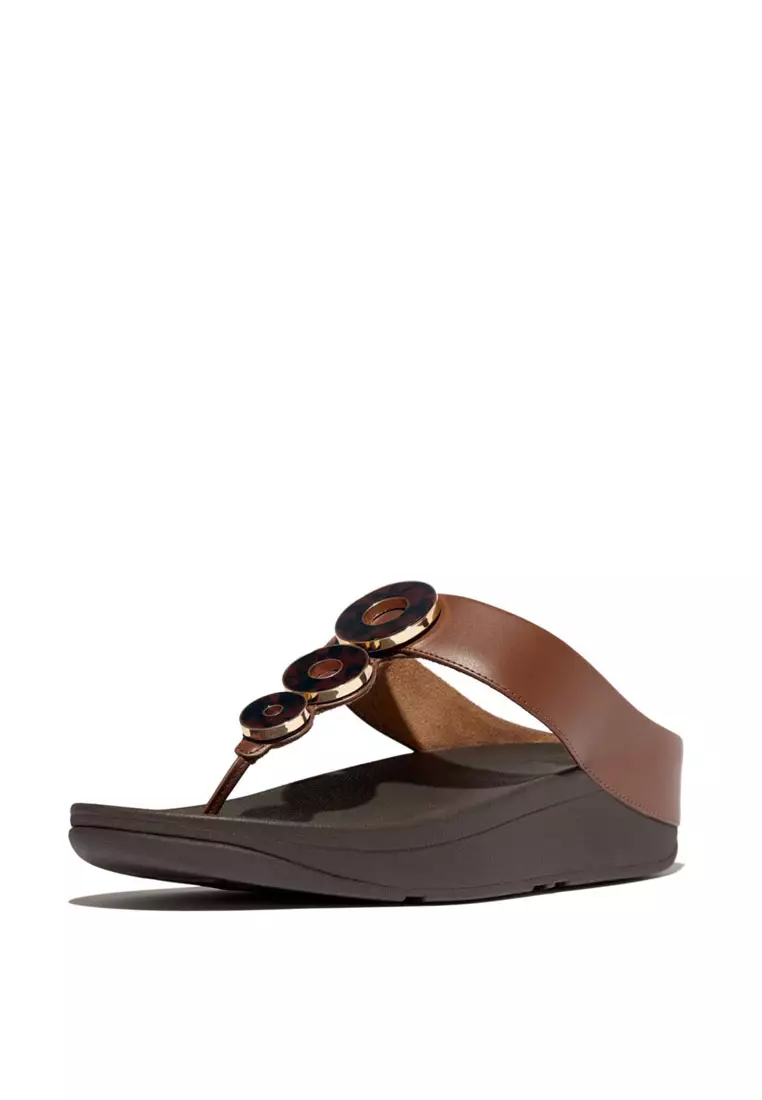 Buy FitFlop FitFlop FINO Resin-Hoop Leather Toe-Post Sandals - Rich ...