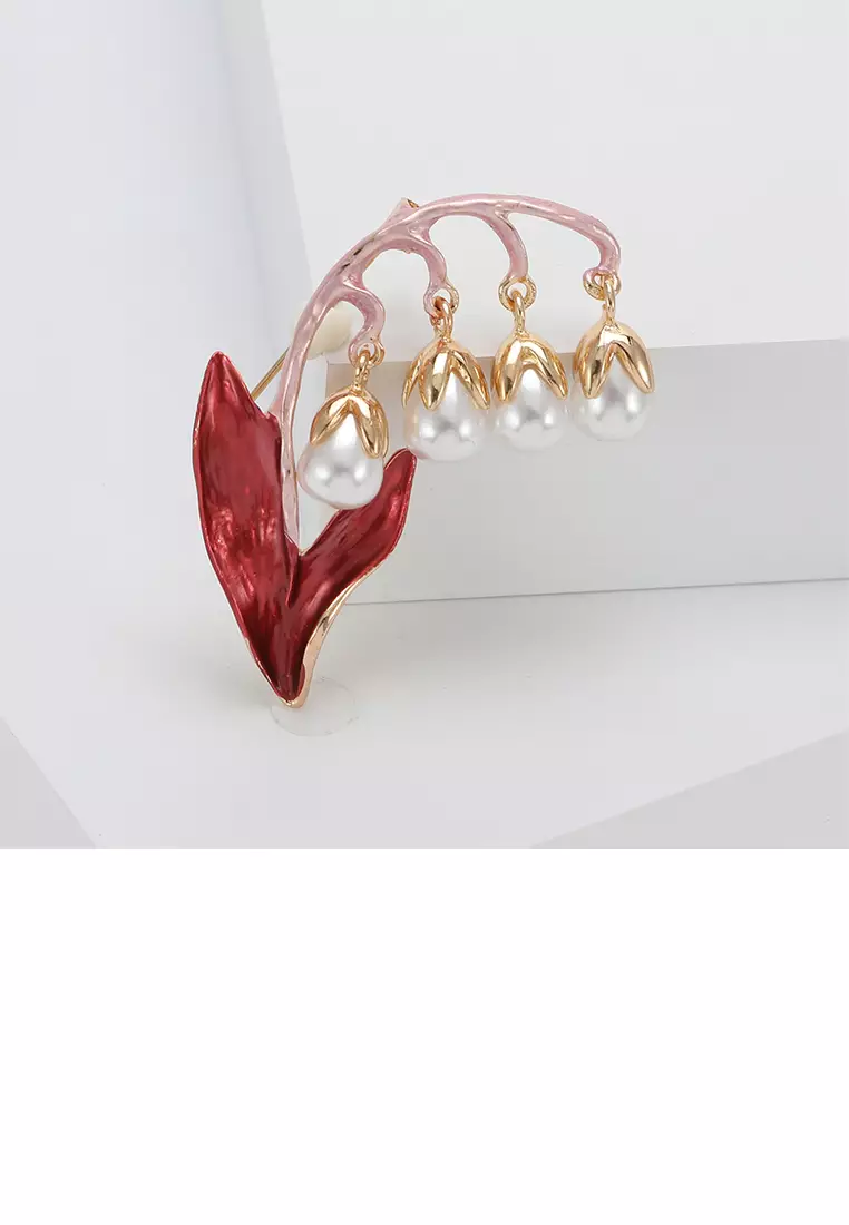 Buy Soeoes Fashion And Simple Plated Gold Enamel Red Lily Of The Valley