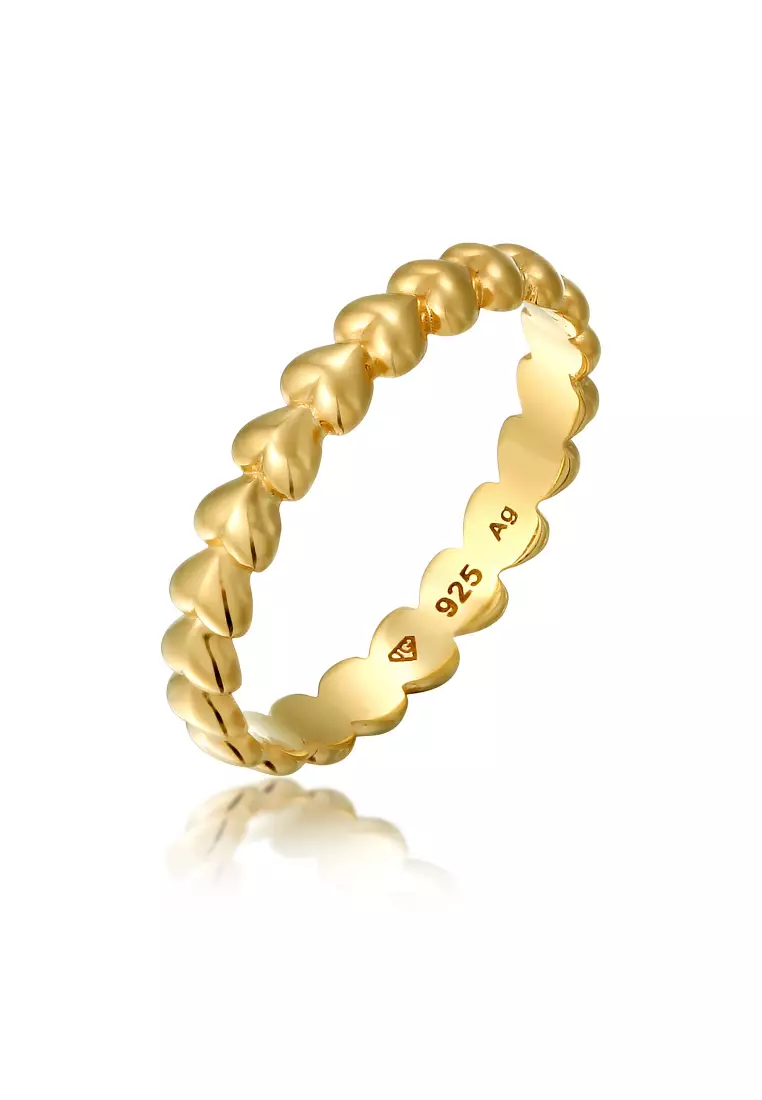 Buy ELLI GERMANY Polished Heart Band Ring – Gold-Plated Silver 2026 ...