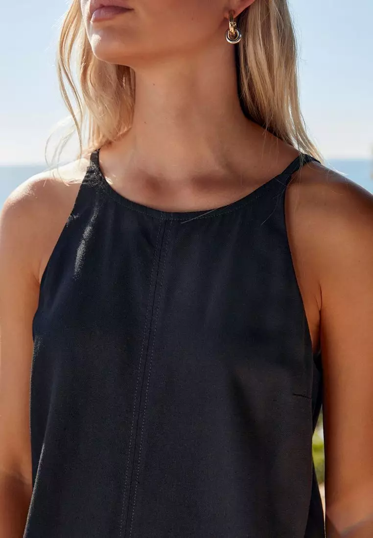 NEXT Linen Blend High Neck Mini Dress 2025 | Buy NEXT Online | ZALORA ...