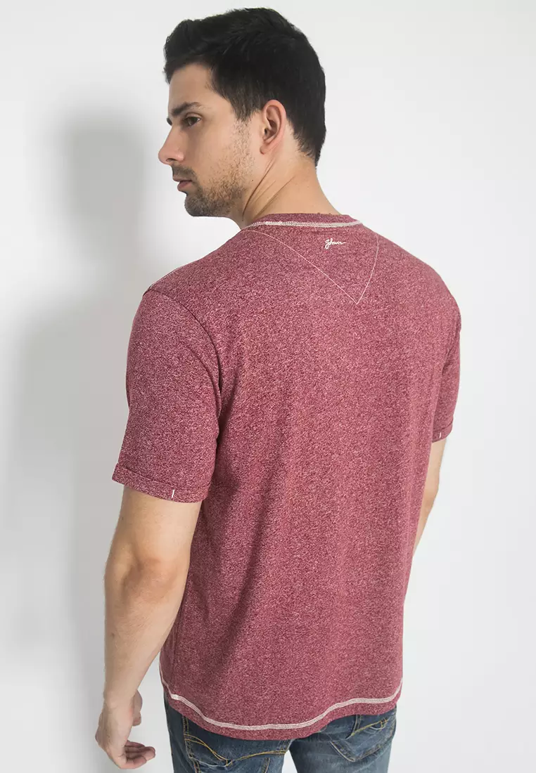 Jual Johnwin Slim Fit - Kaos Casual - Motif Sablon- Merah Original 2024 ...