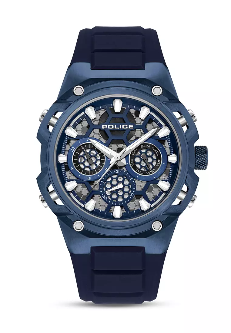 Buy Police Police Challenger Blue Rubber Analog Quartz Watch For Men ...