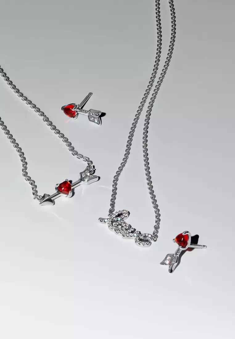 Buy PANDORA Pandora Arrow & Murano Glass Heart Necklace Online | ZALORA ...