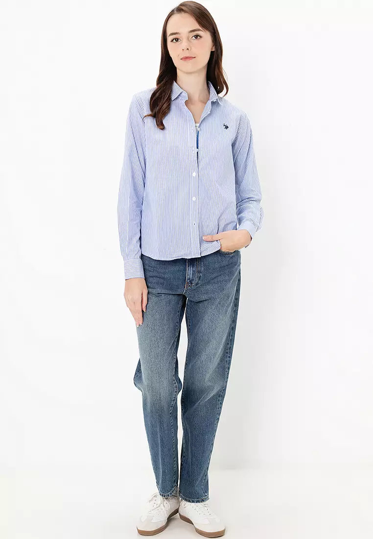 Jual US POLO ASSN Blue Striped Shirt Original 2025 | ZALORA Indonesia