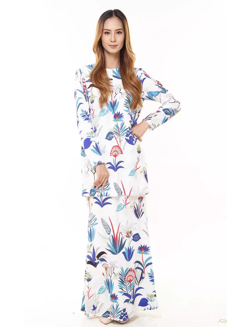 Buy Rina Nichie Couture Rina Printed Kurung Iris White FLower Online ...