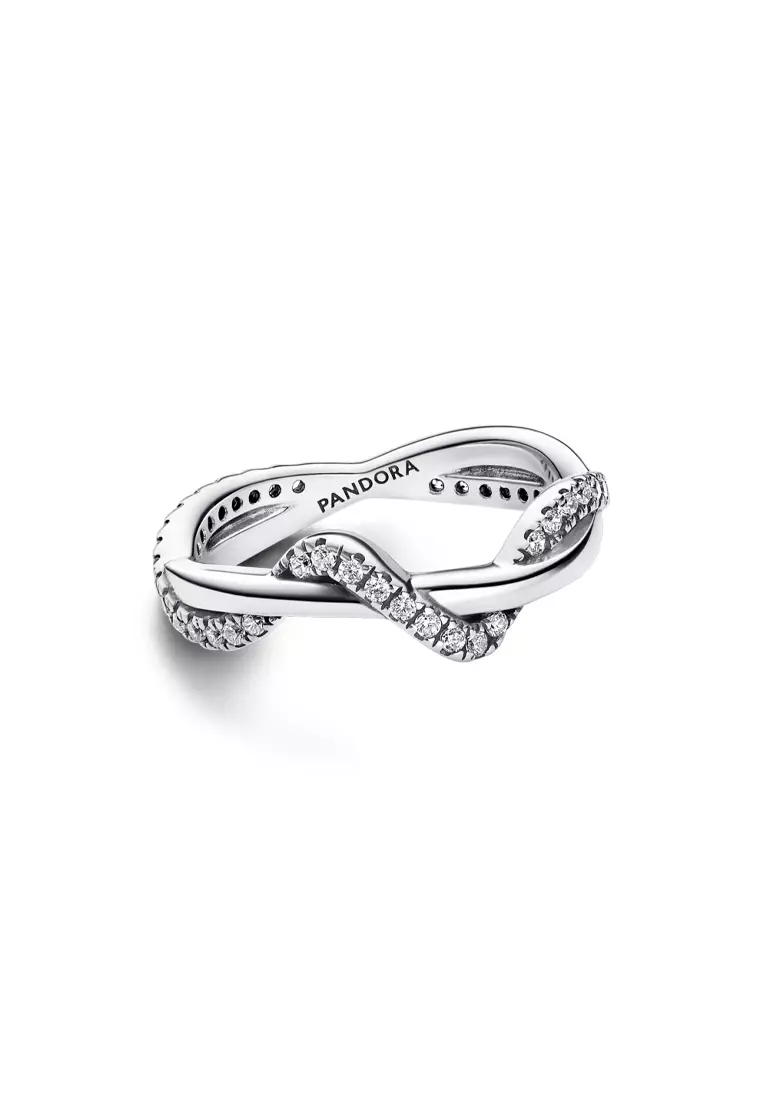 Buy PANDORA Pandora Sparkling Intertwined Wave Ring Online | ZALORA ...