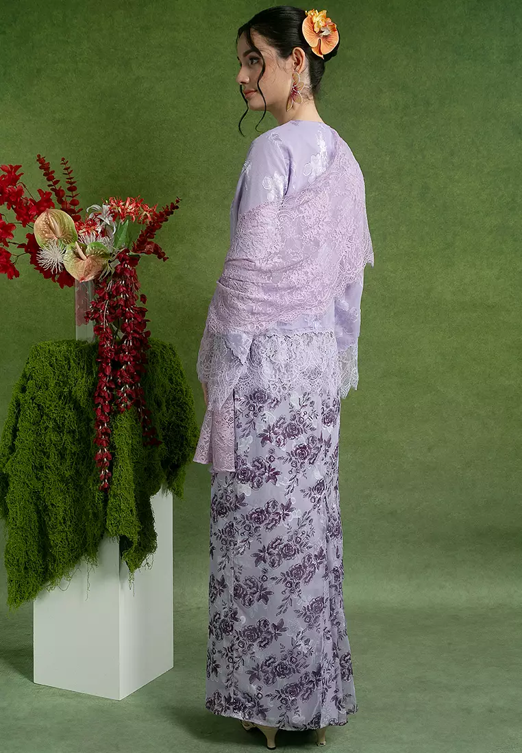 Buy Lubna Maria Long Kebaya set with Shawl 2026 Online | ZALORA