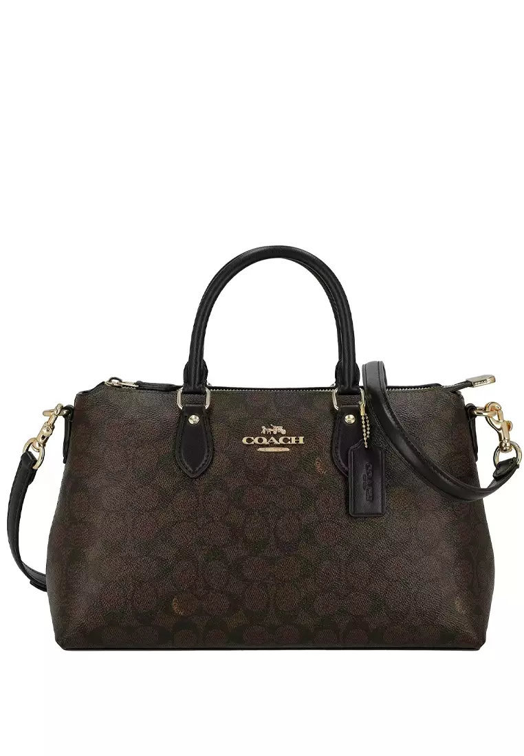 Coach Georgia Satchel Bag In Signature Canvas - Walnut/Black 2025 | Buy ...