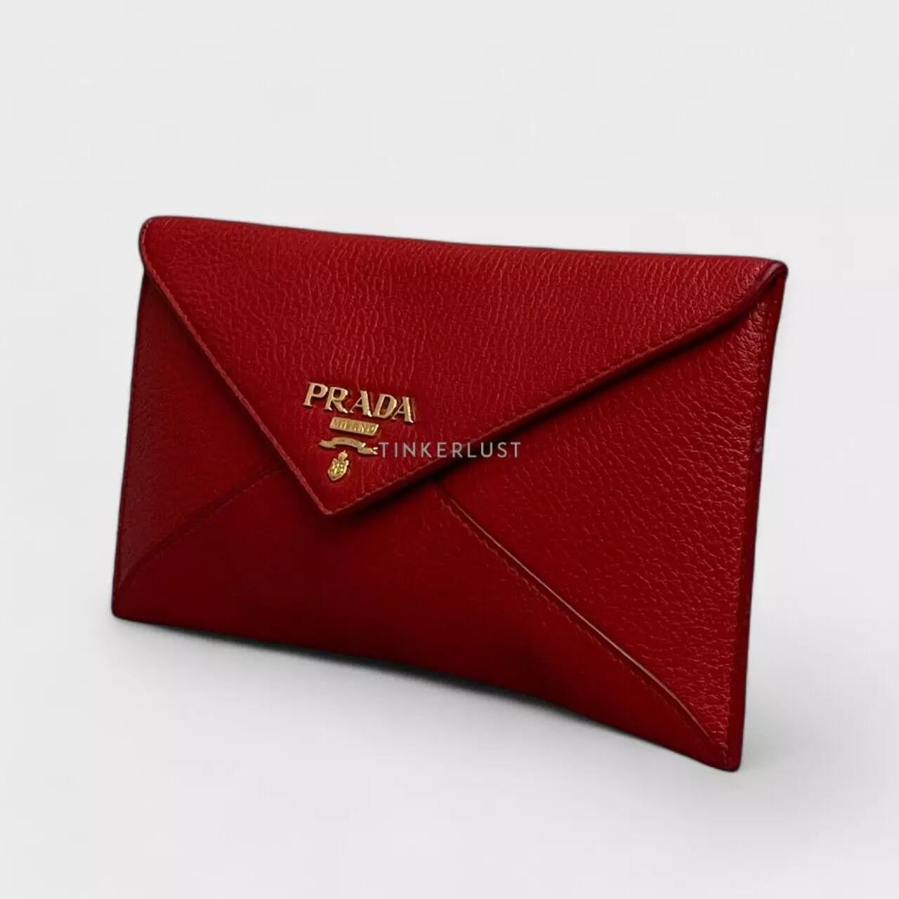 Jual Prada [PRELOVED] Prada Vitello Grain Envelope Red Leather GHW ...