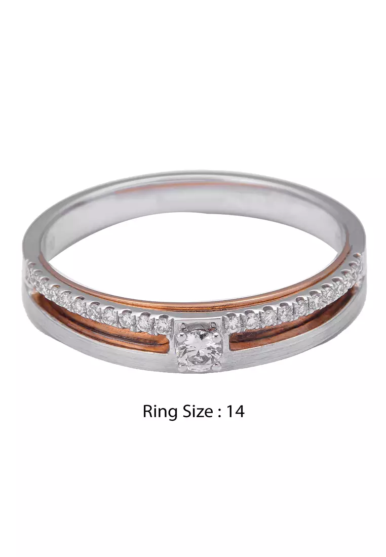 Buy LITZ LITZ 18K White Gold Diamond Ring YM-BRS318DF-E Online | ZALORA ...