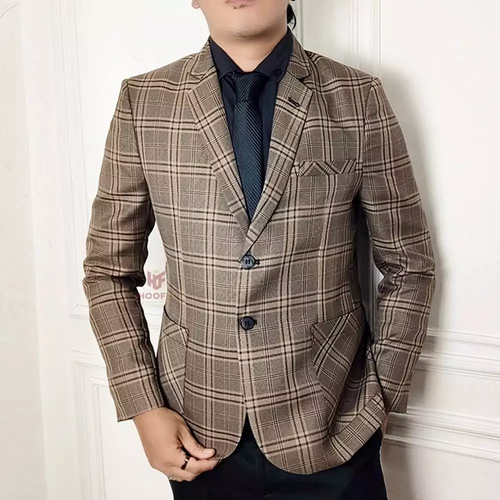 Jual HOOF HOOF Blazer Pria Plaid Brown Prestige kasual Original 2025 ...