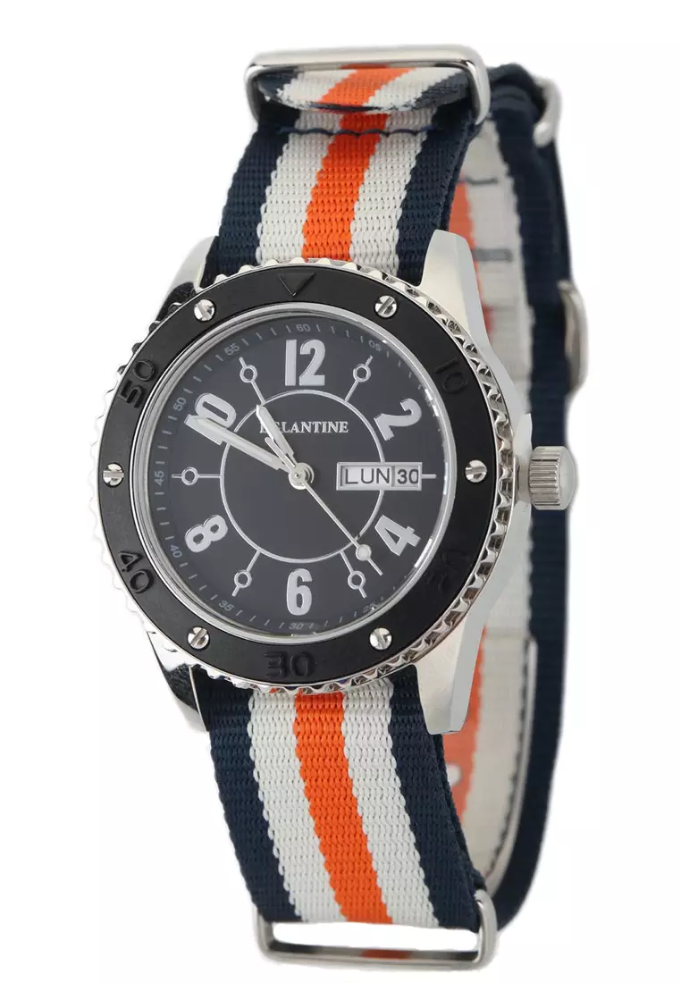Buy EGLANTINE Vanessa Ladies Steel Quartz Watch Black Dial on Navy blue ...