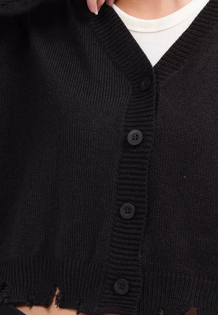 Jual COLORBOX Distressed Long Sleeve Knit Cardigan Original 2025 ...