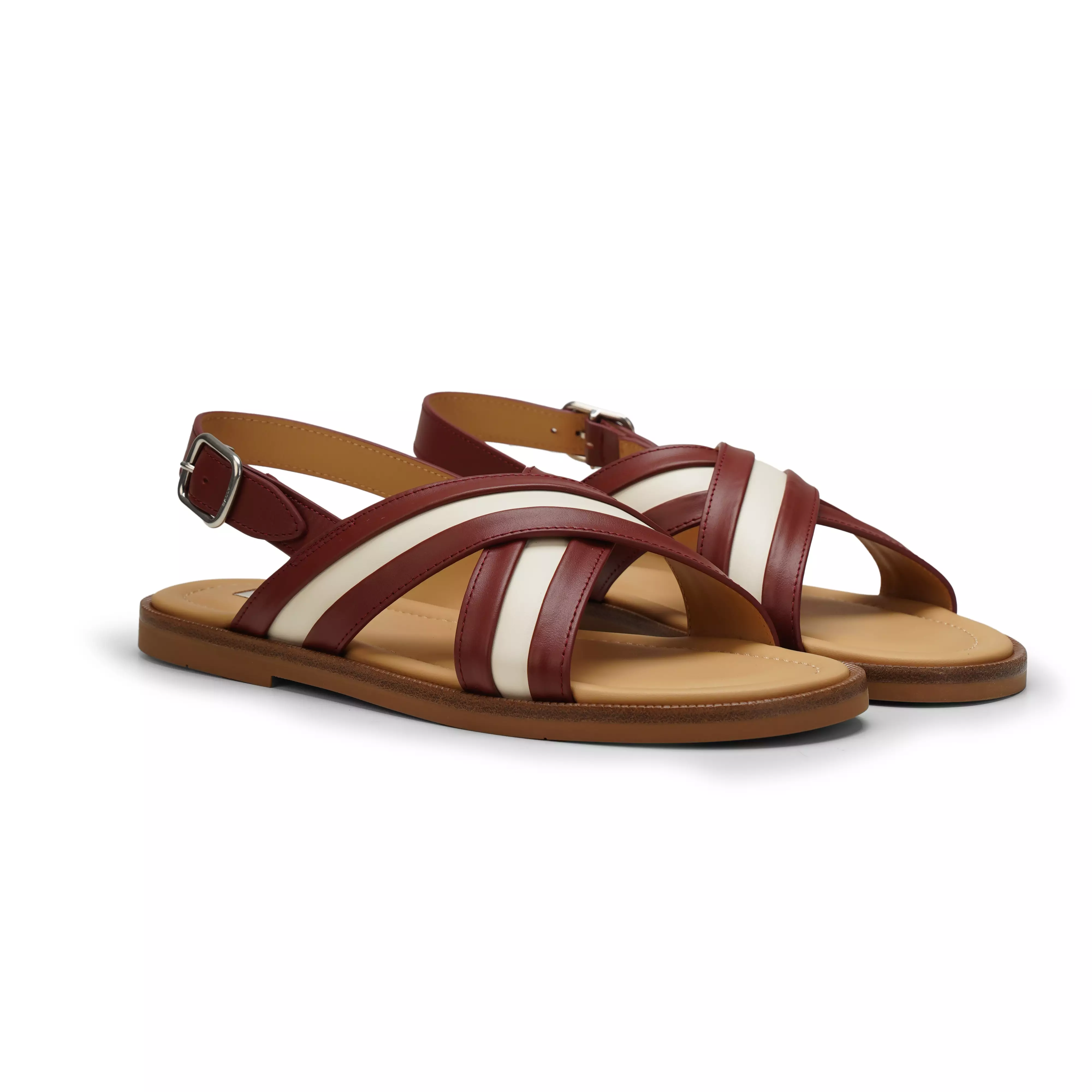 Jual BALLY Bally Garey Striped Leather Sandals - Red Original 2025 ...