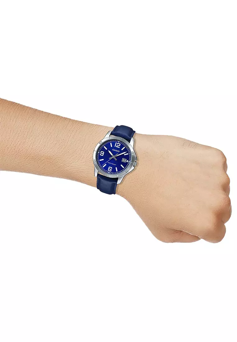 Jual Casio Casio - Jam Tangan Pria - Silver - Blue Leather Strap - MTP-V004L-2BUDF Original 2024 ...