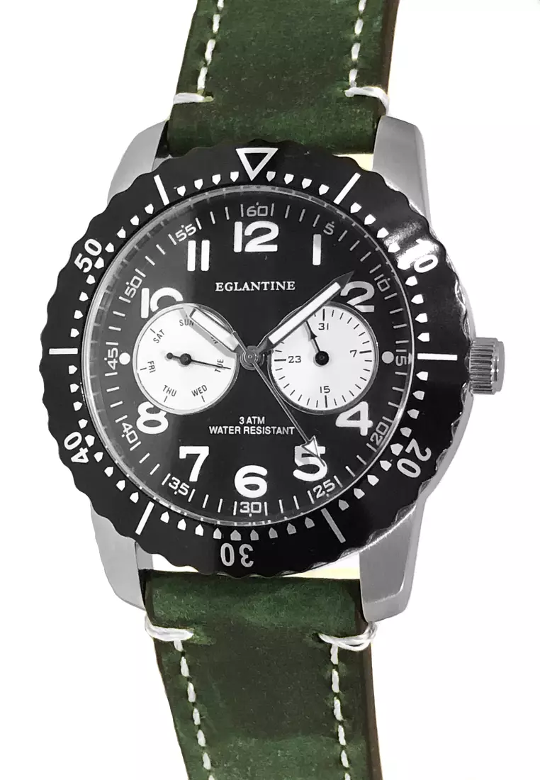 Buy EGLANTINE Terrenz Unisex Military Steel Quartz Watch, Black Dial on ...