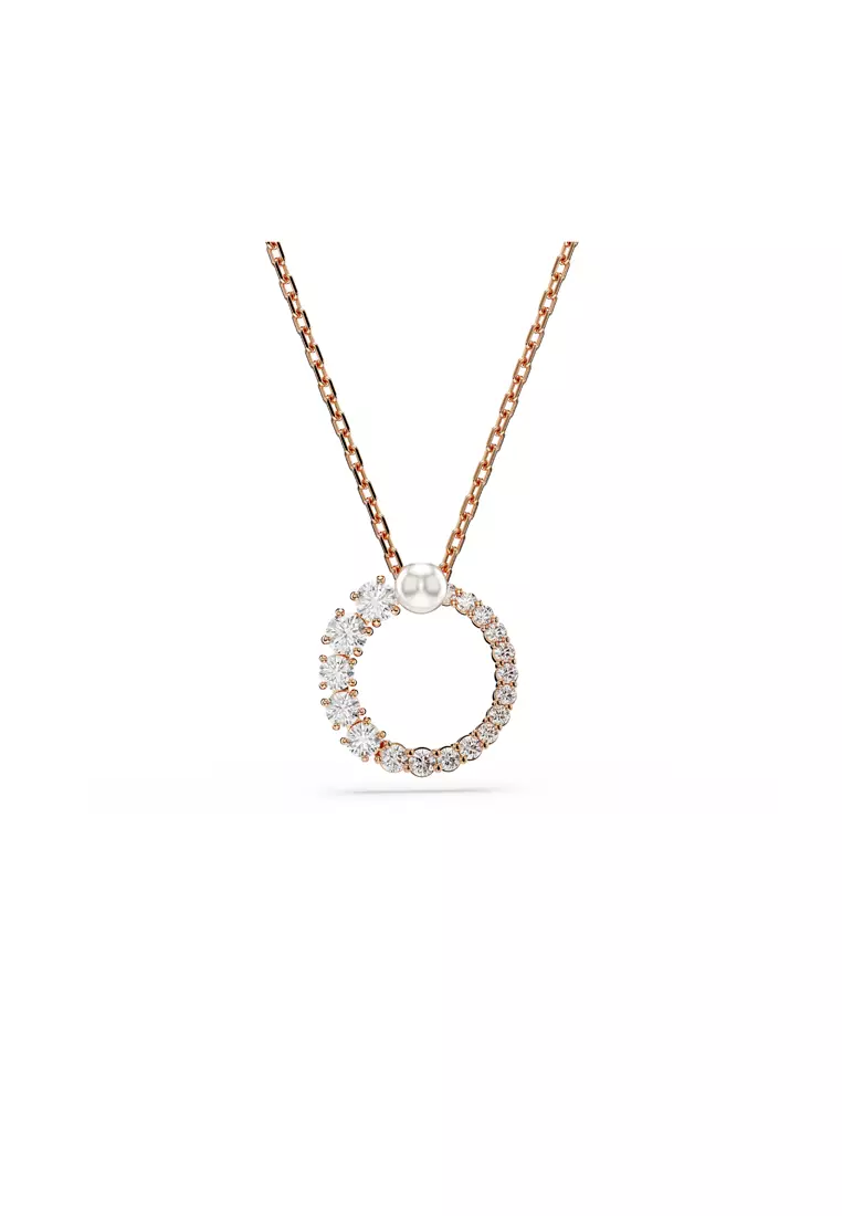 Buy Swarovski Matrix pendant, Crystal pearl, Round cut, White, Rose ...