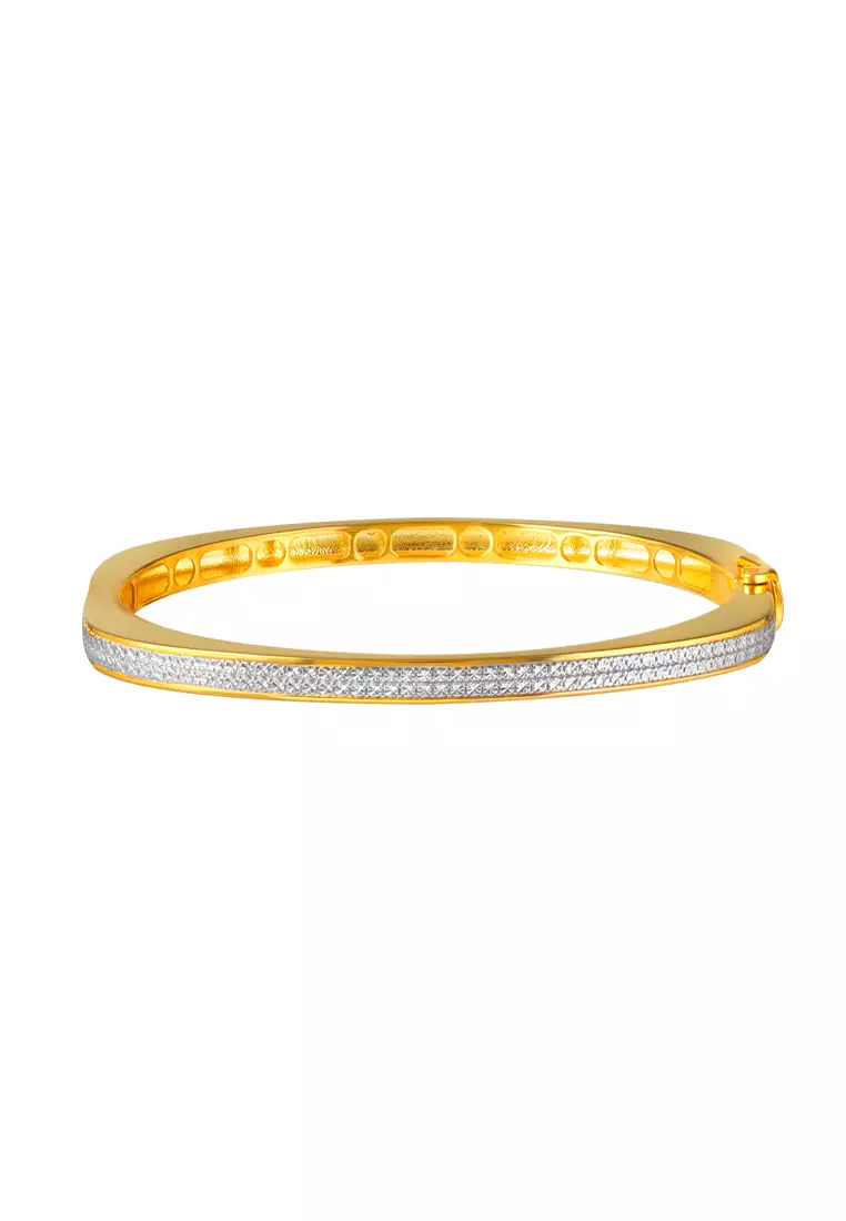 Buy TOMEI TOMEI Diamond Cut Collection Row Bangle, Yellow Gold 916 ...