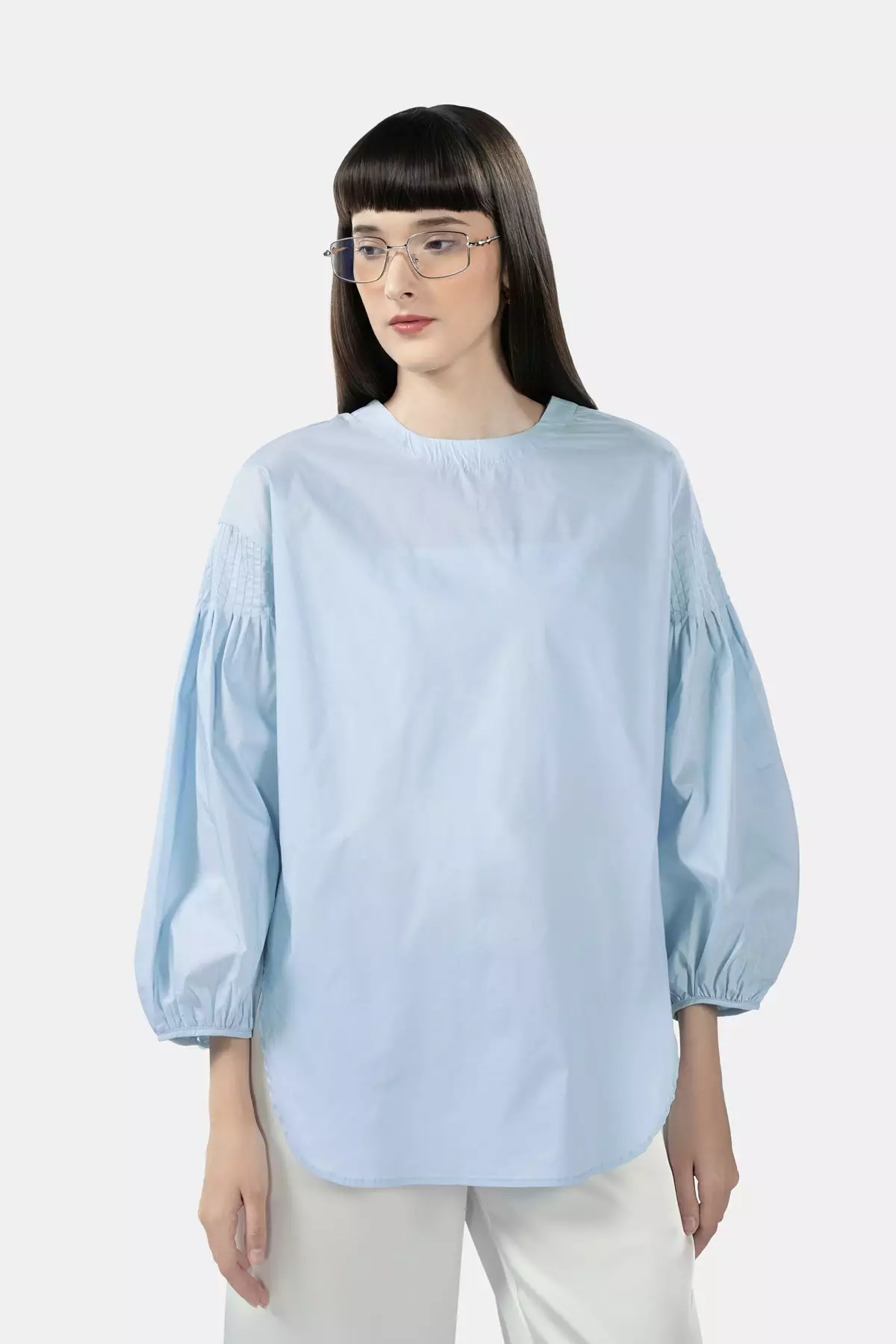 Jual Benang Jarum Benang Jarum - Maren Pleated Blouse - Light Blue ...