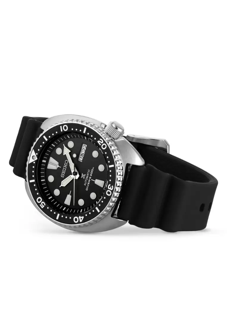 Buy Seiko Seiko Prospex 'Turtle' Diver’s 200m Black Dial Black Silicone Band Automatic Watch ...