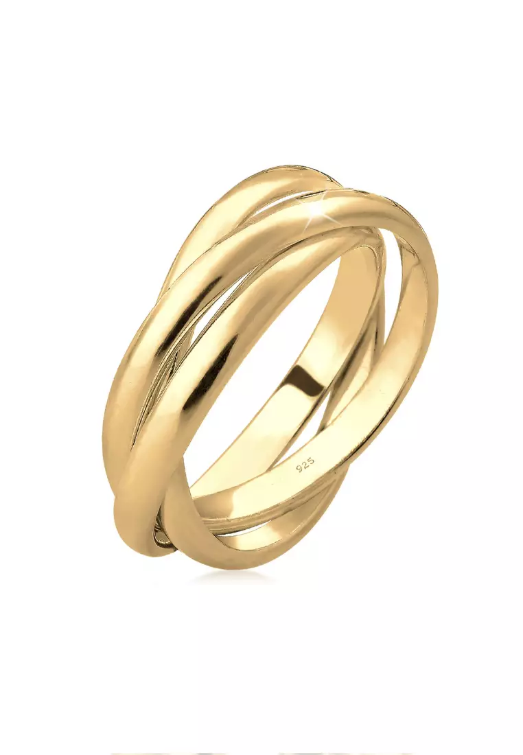 Buy ELLI GERMANY Triple Wrap Band Ring – Gold-Plated Silver 2026 Online ...