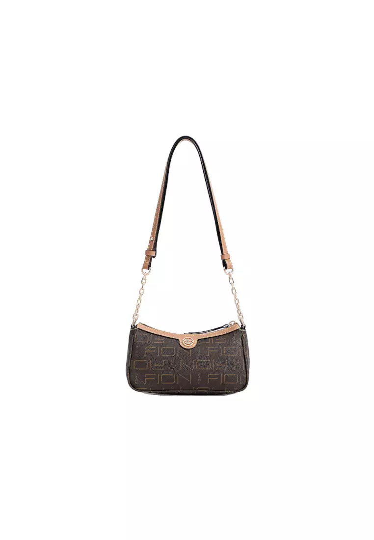 Buy FION FION Monogram PVC with Leather Shoulder Bag 2025 Online | ZALORA
