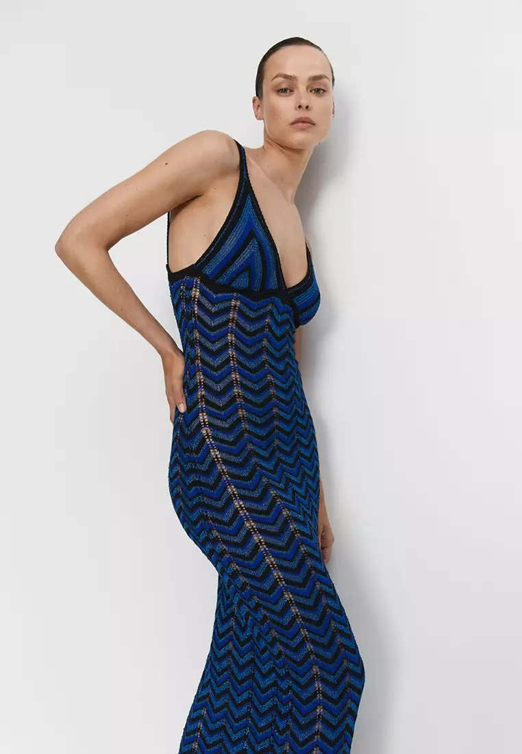 Buy Mango Lurex Geometric Openwork Dress 2025 Online | ZALORA Philippines