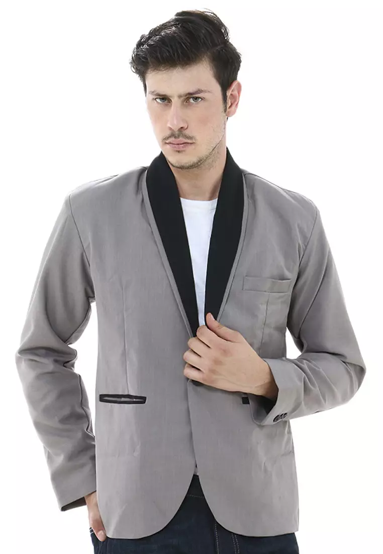 Jual Crows Denim Crows Denim - Blazer Slim Grey Style Original 2024 ...