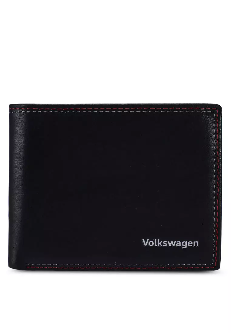 Volkswagen Men's RFID Genuine Leather Bi Fold Center Flap Short Wallet ...