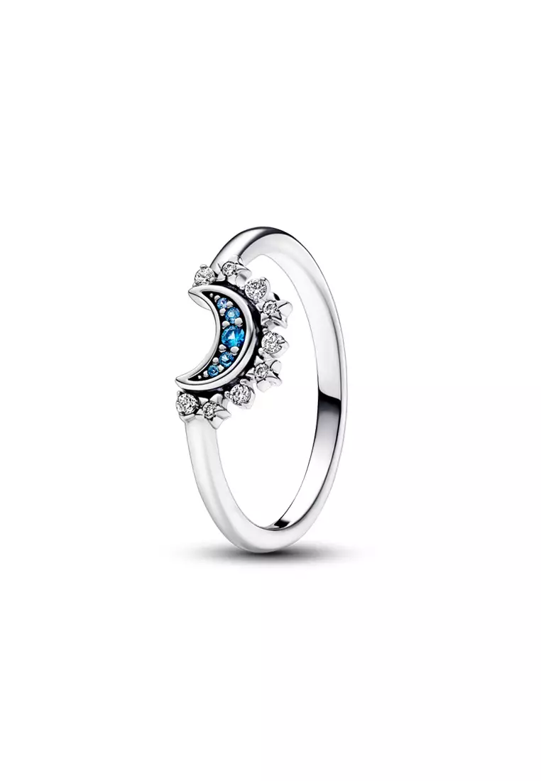 Buy PANDORA Pandora Celestial Blue Sparkling Moon Ring Online | ZALORA ...