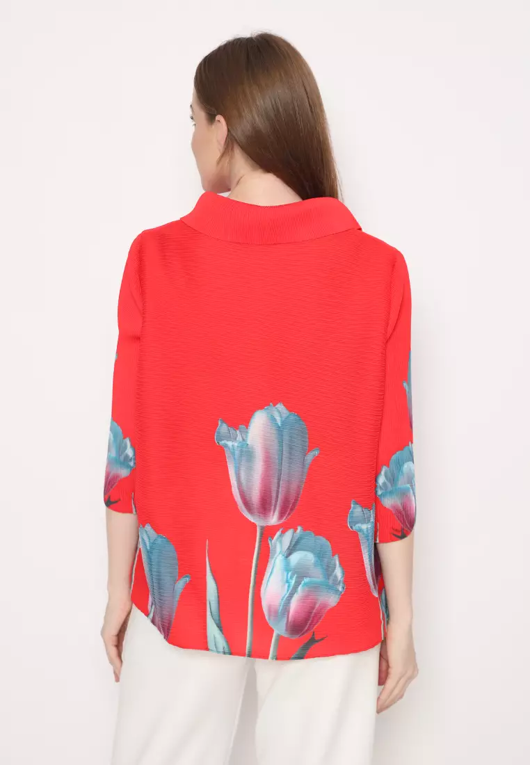 Jual Rupa Arupa Rupa Arupa - Red Verona Pleats Blouse with Silver ...