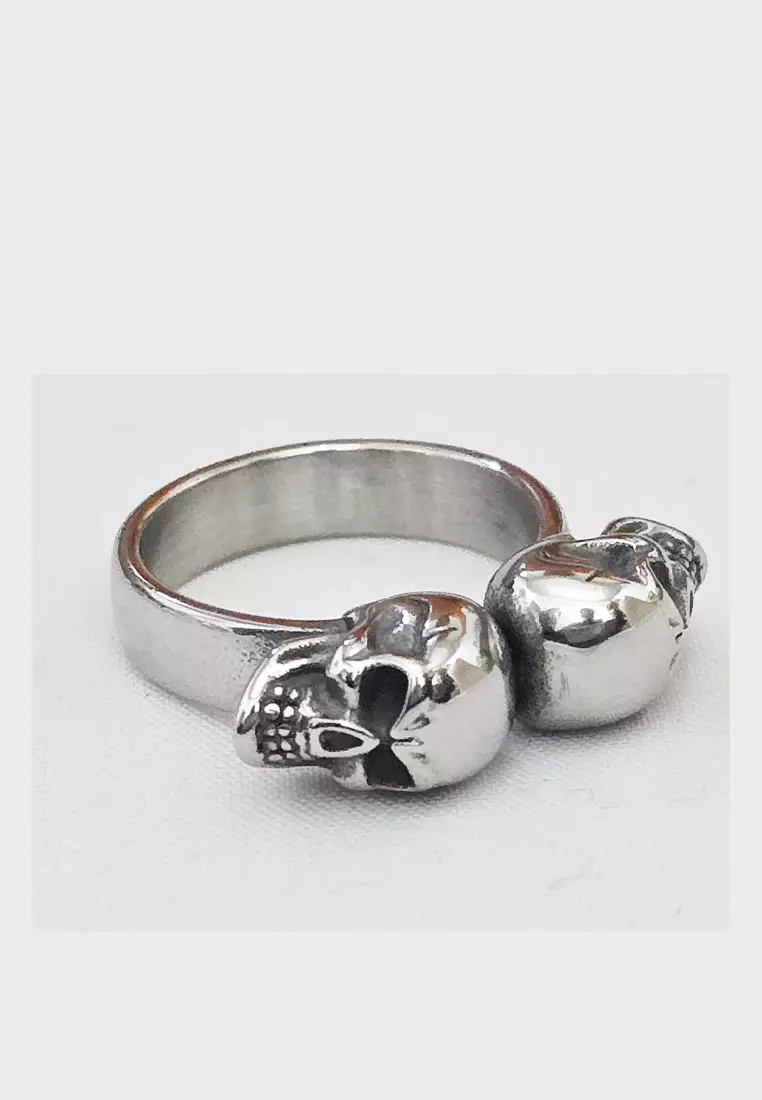 Jual San Marco Accessories Pria Double Skull Faces Premium Stainless ...