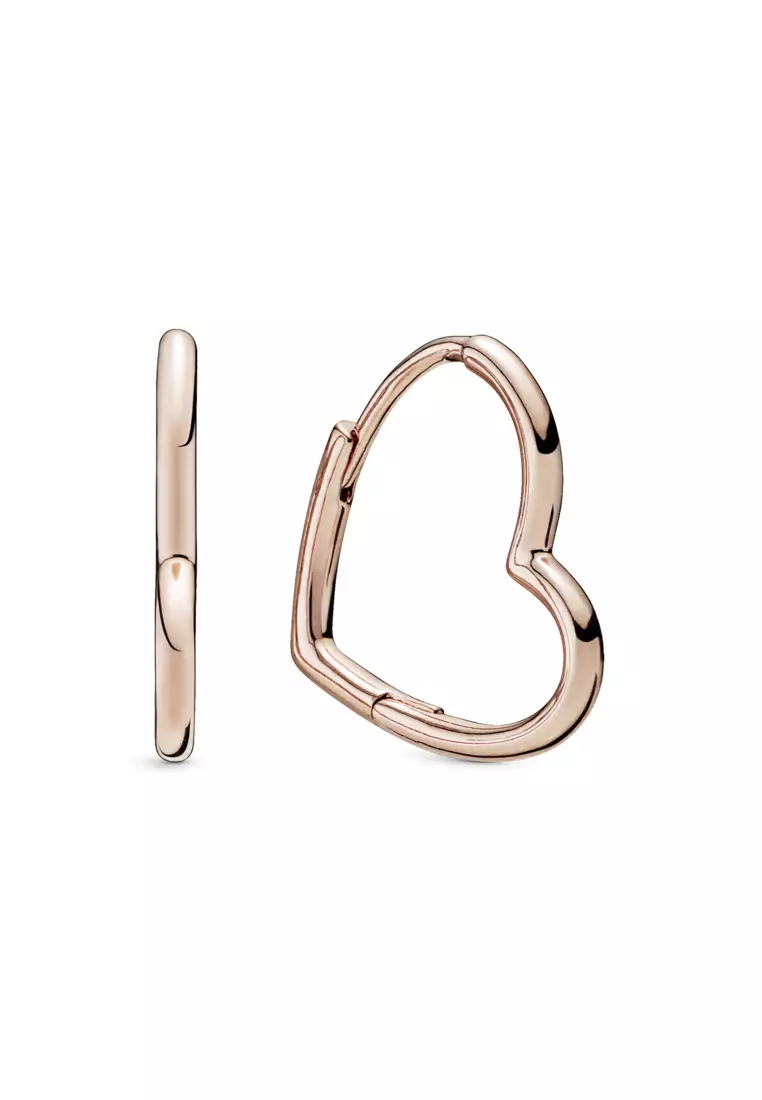 Buy PANDORA Pandora 14K Rose Gold-Plated Asymmetrical Heart Hoop ...