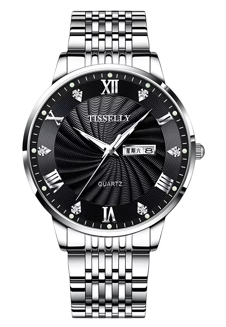Buy Lara Steel-Strap Dual-Calendar Men's Quartz Watch with Waterproof ...
