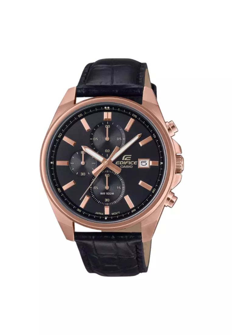 Buy Casio Casio Edifice Black Leather Strap Men Watch EFV-610ECL-1AUDF ...