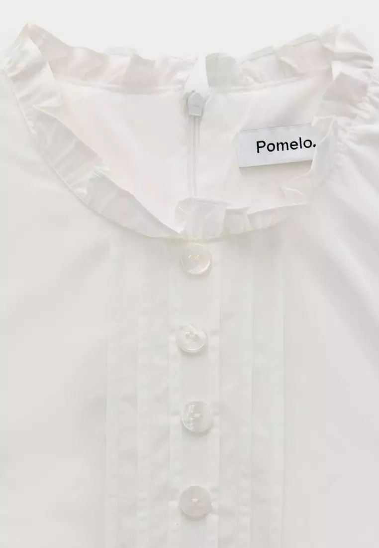 Buy Pomelo Ruffle Sleeve Pintuck Mini Dress - White 2026 Online | ZALORA