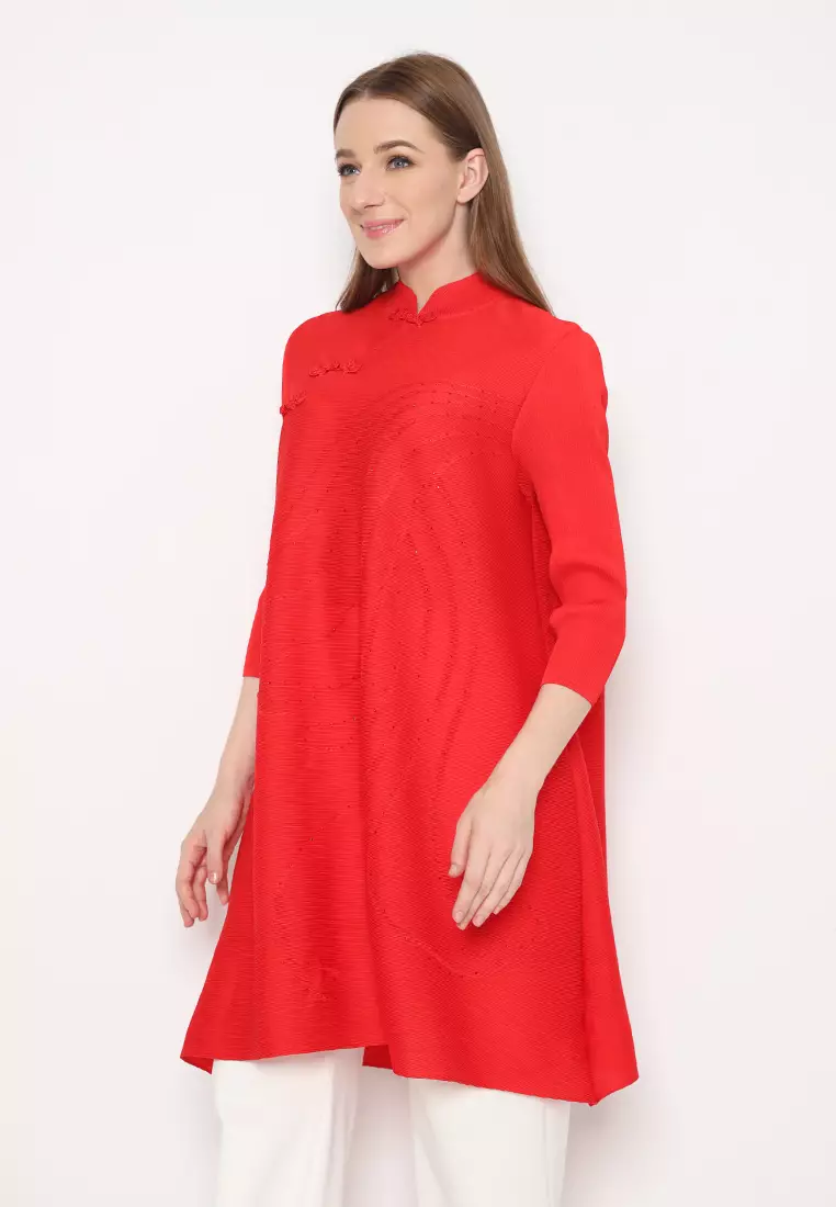 Jual Rupa Arupa Rupa Arupa - Red Aimi Pleats Tunic Dress with Red Waves ...