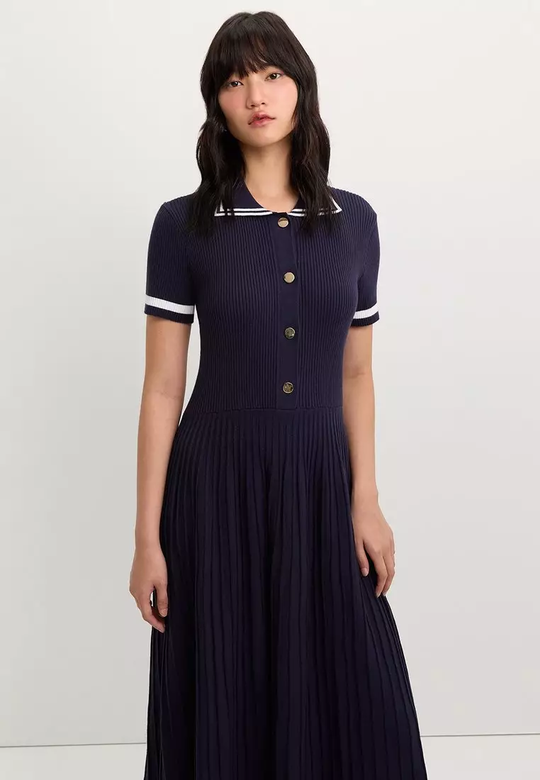 Pomelo Pleated Polo Dress - Navy 2026 | Buy Pomelo Online | ZALORA Hong ...