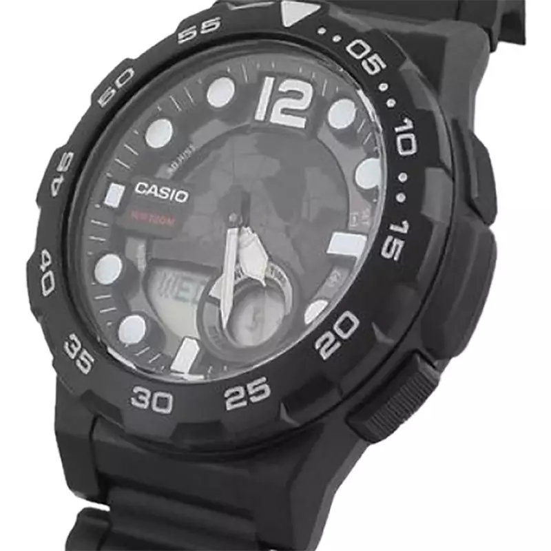 Jual CASIO Jam Tangan Pria Casio General AEQ-100W-1BVDF Men Digital Analog Display Dial Black ...