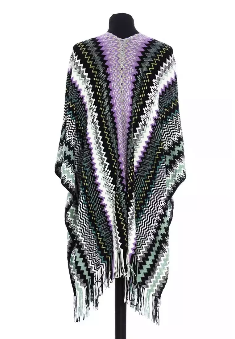 Buy Missoni Fringed Poncho with Geometric Patterns 2025 Online | ZALORA