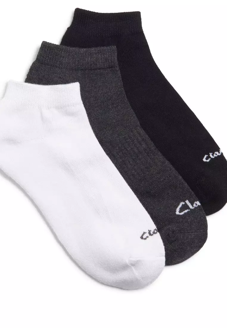 Buy CLARKS Mens Ankle Performance Sports Socks 3 Pack Multicolour ...