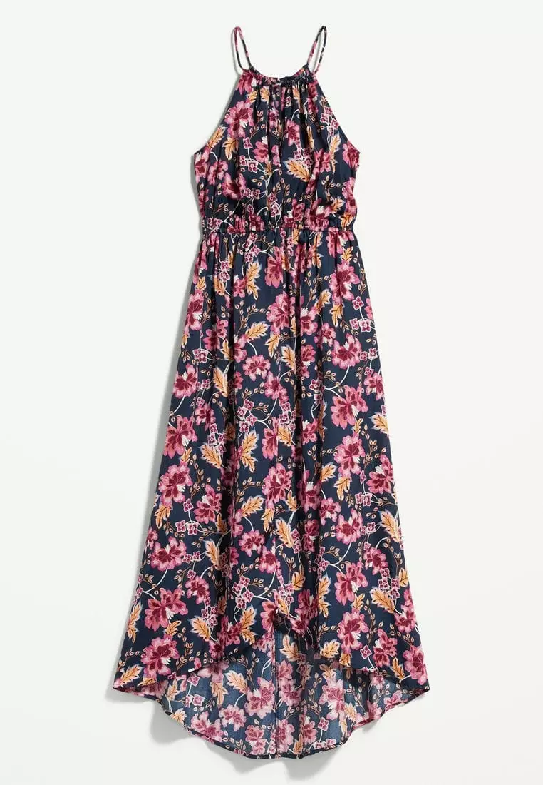 Buy Old Navy Matching Waist-Defined Floral Halter Satin Maxi Dress for ...