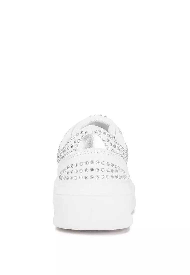 Buy London Rag White Rhinestones Embellished Chunky Sole Sneakers 2025 ...