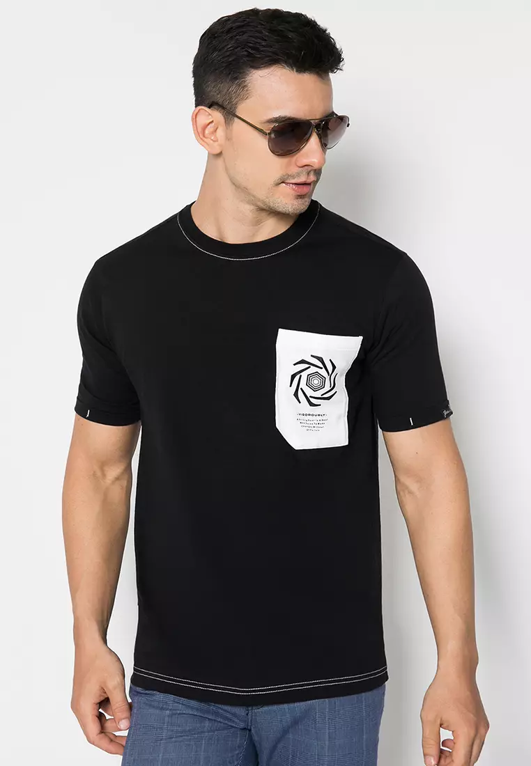 Jual Johnwin Johnwin - Kaos Casual Pria Sablon Warna Hitam ATS.622.M409 ...