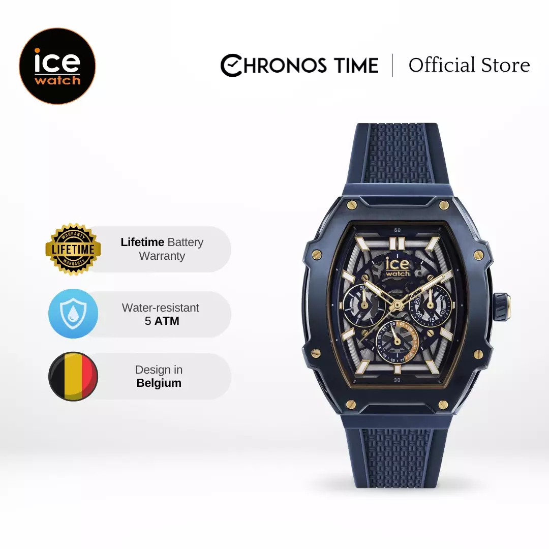 Jual Ice Watch Jam Tangan Pria Ice Watch ICE Boliday - Gold Blue Skeleton 40mm [024371] Original ...