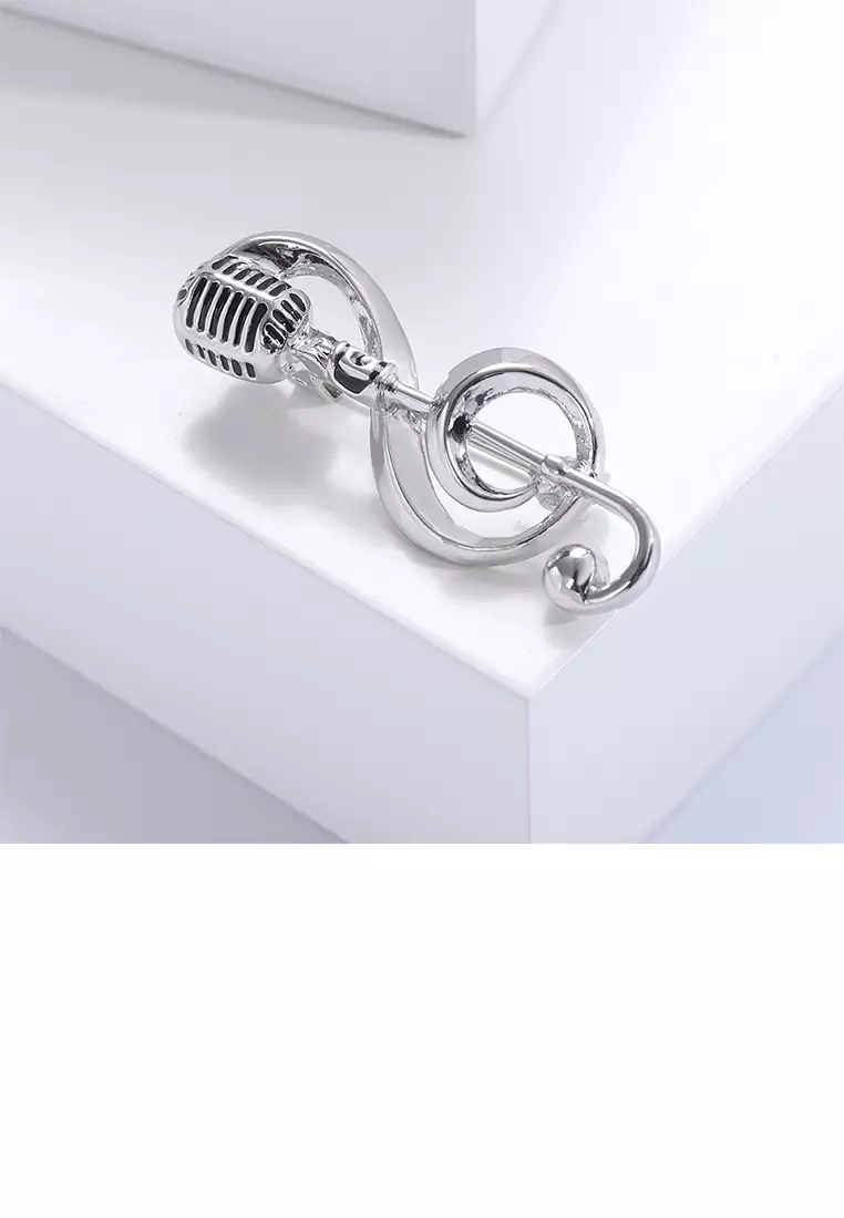 Buy SOEOES Fashion Creative Microphone Musical Note Brooch 2025 Online ...
