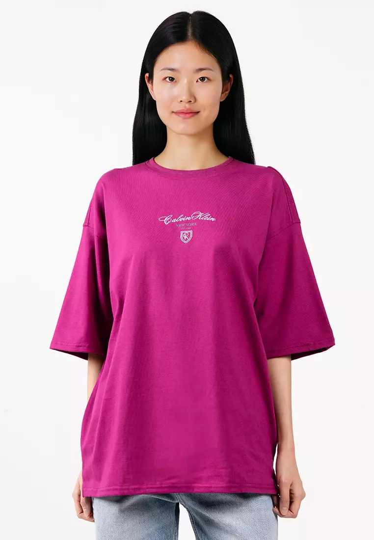 Buy Calvin Klein Script Logo Graphic Relaxed T-Shirt - Calvin Klein ...