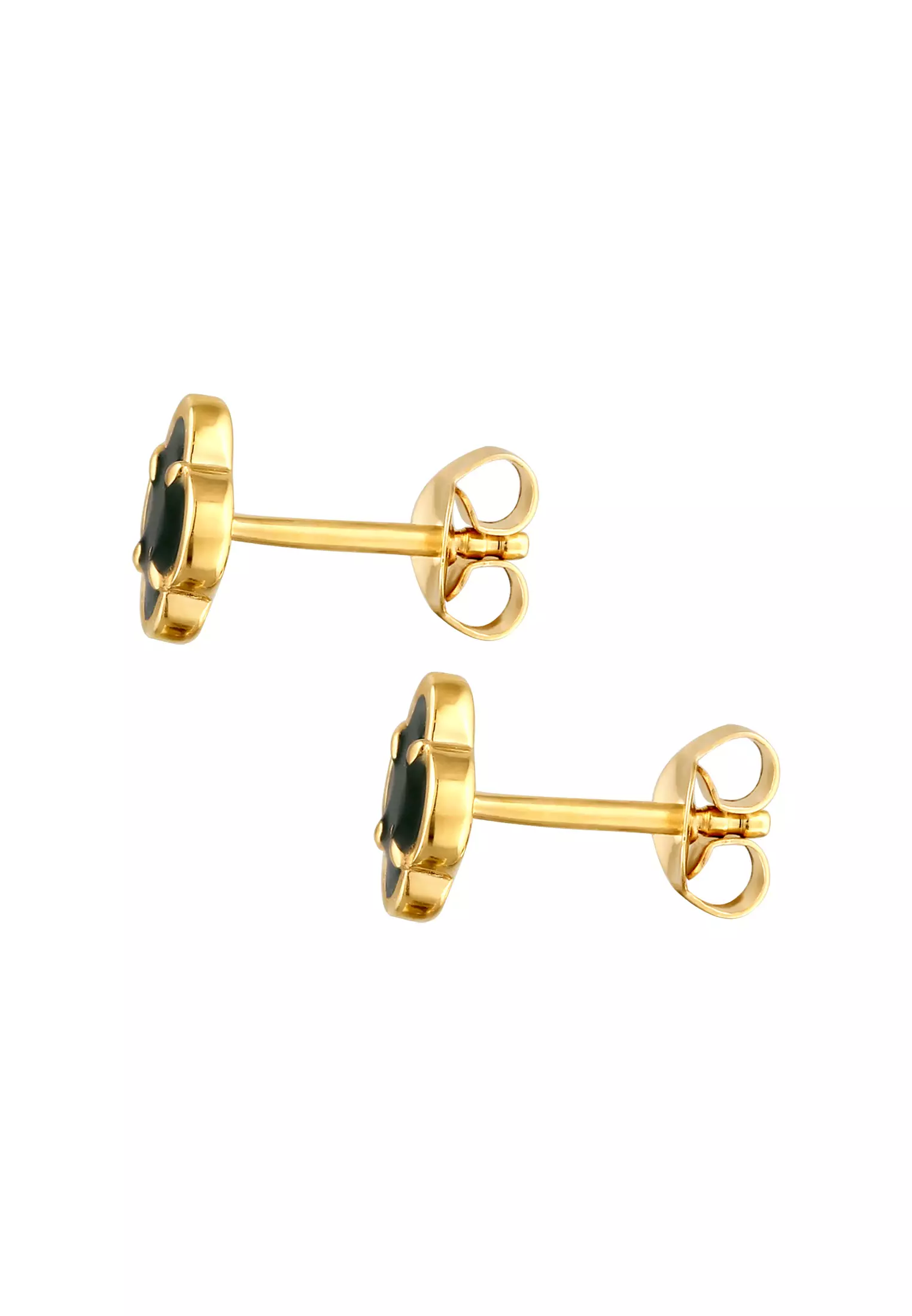 Buy ELLI GERMANY Green Enamel Cloverleaf Stud Earrings – Gold-Plated ...