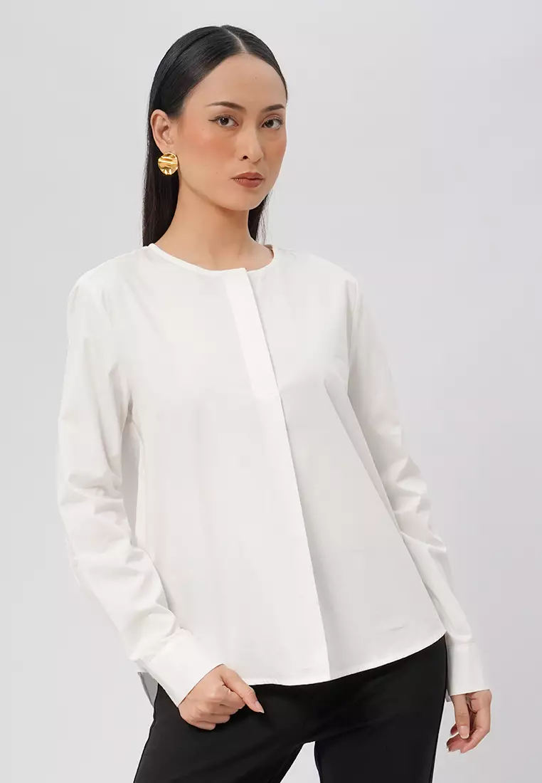 Jual Executive Round Neck Long Sleeve Blouse Original 2025 | ZALORA Indonesia